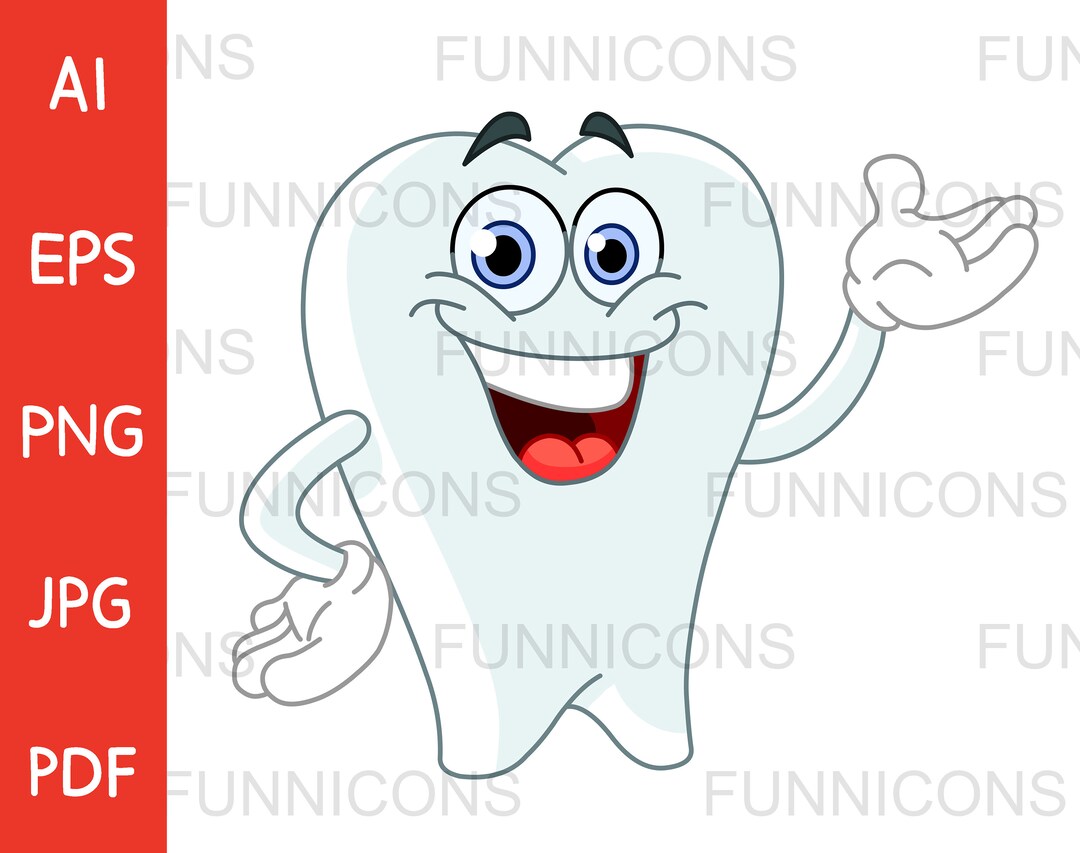 Clipart Cartoon of a Happy Tooth Character Presenting With His Hand, Ai ...