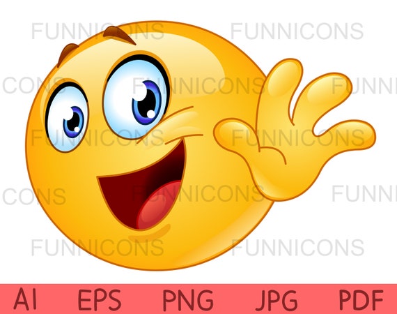 Clipart dun emoji agitant au revoir ai eps png pdf et jpg - Etsy France