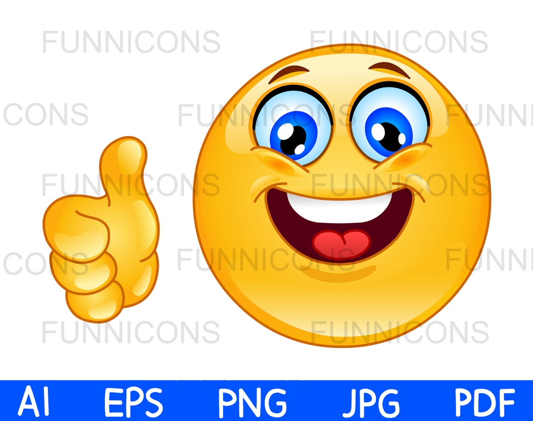 Clipart Cartoon of a Happy Emoticon Holding a Thumb Up, Like or Ok Hand ...
