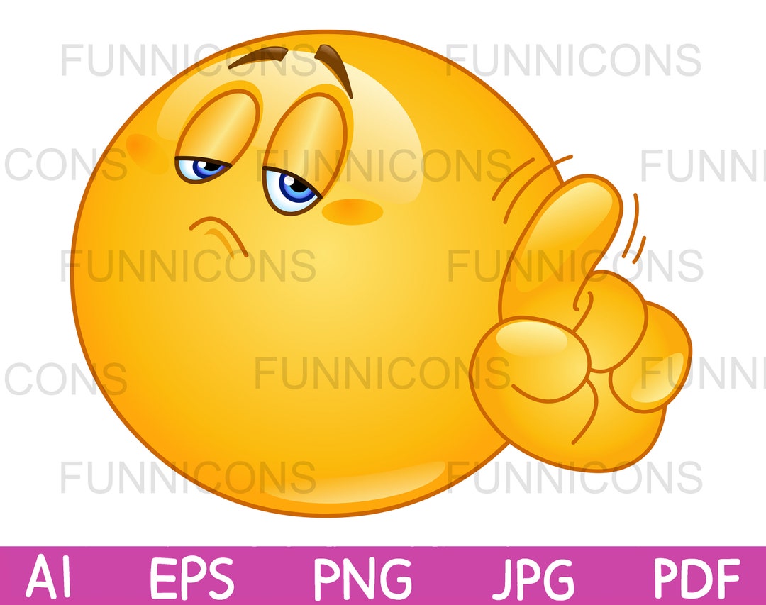 Clipart Cartoon of Emoji Emoticon Wagging His Finger - Etsy