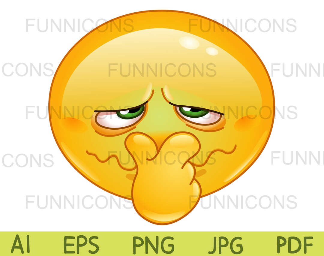 Clipart Cartoon of Emoticon Plugging His Nose From a Bad Smell, Ai Eps ...