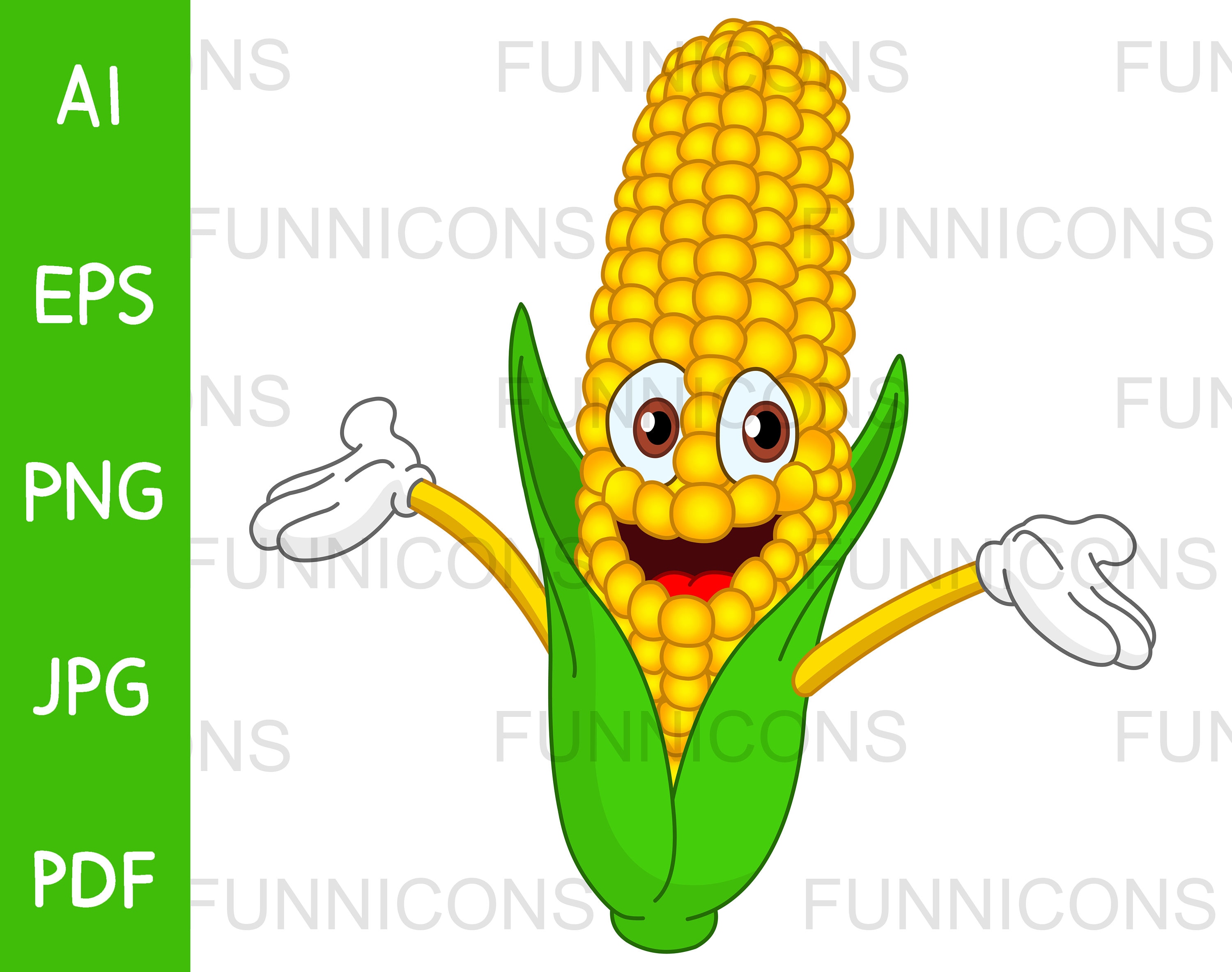Clipart Cartoon of a Happy Corn Character Holding His Arms Up - Etsy