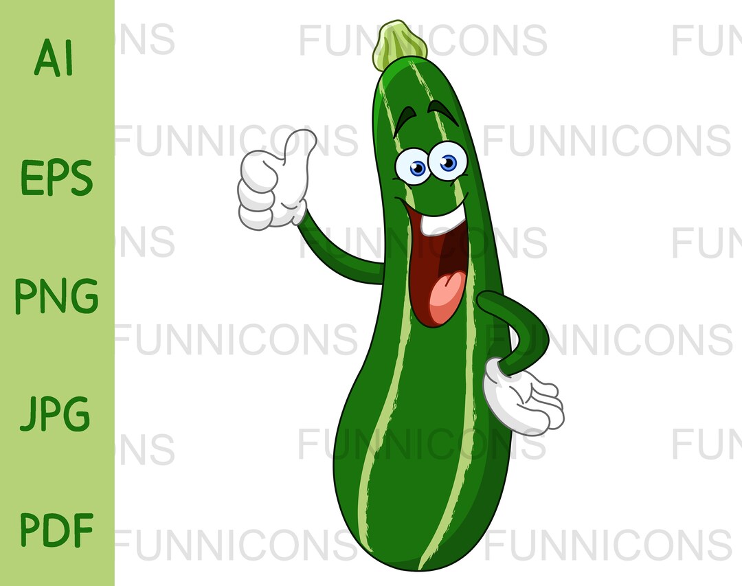 Clipart Cartoon of a Happy Zucchini Cucumber Vegetable Character ...