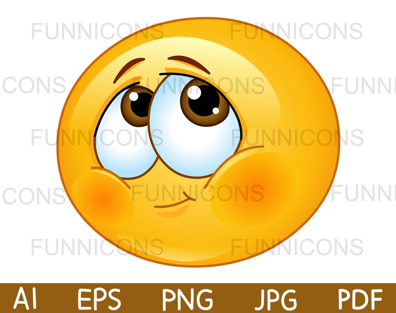 Clipart cartoon van blozende verlegen emoticon, ai eps png jpg en pdf ...
