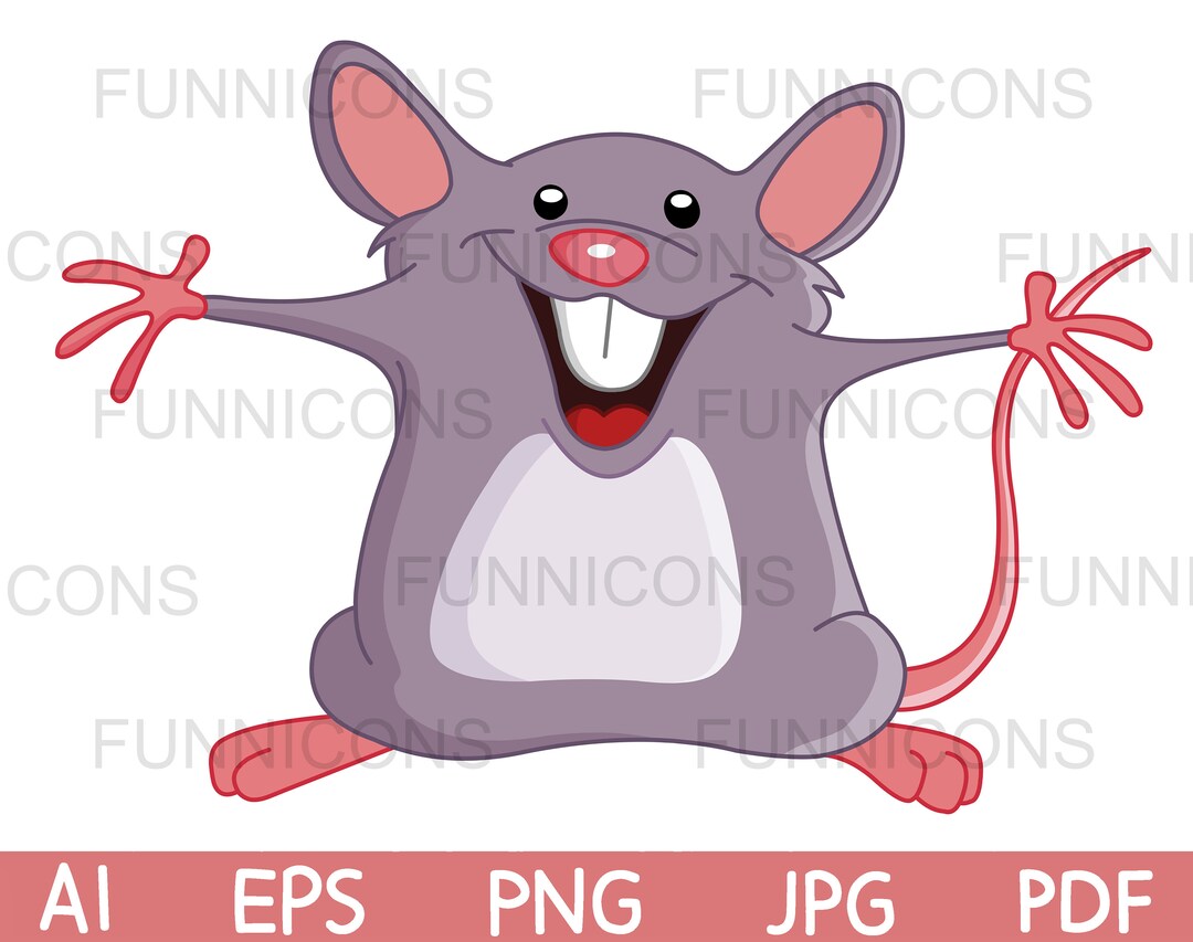 Clipart Cartoon of Happy Mouse Mice With Open Arms Open for Hug, Animal ...