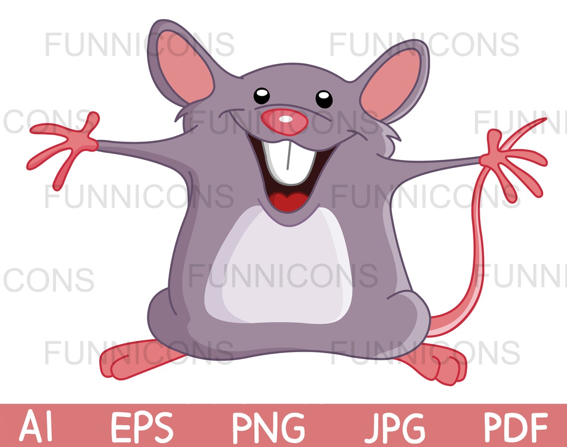 Clipart Cartoon of Happy Mouse Mice With Open Arms Open for - Etsy