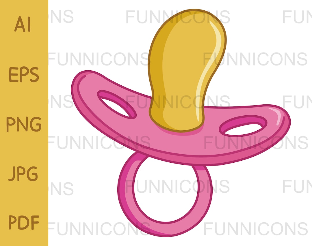 Clipart Cartoon of a Pink Baby Girl Pacifier Dummy, Ai Eps Png Jpg and ...