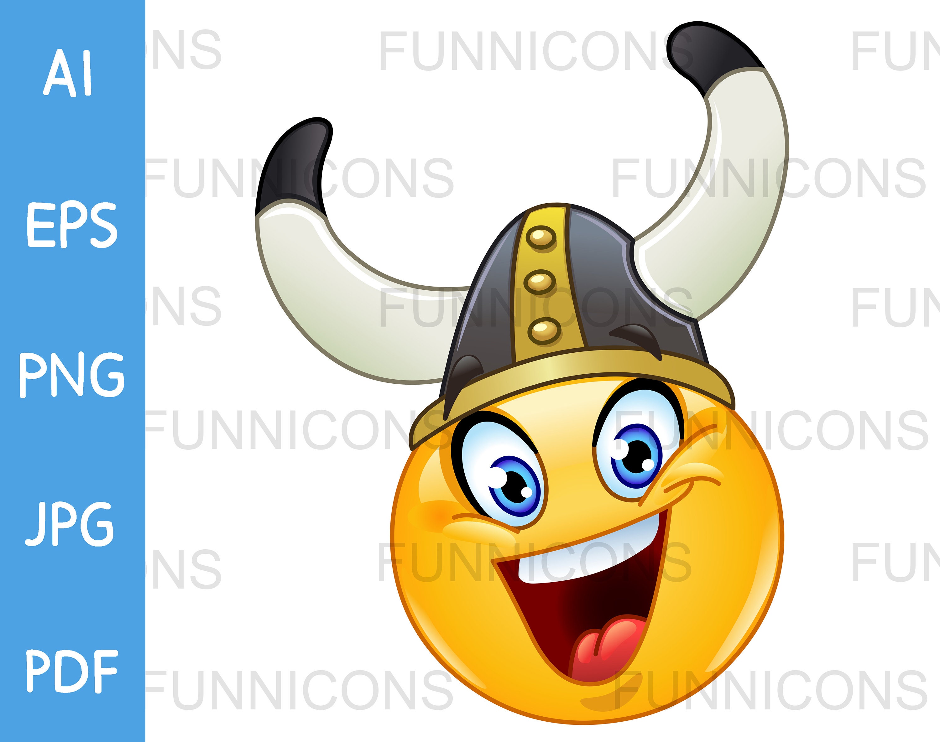 Clipart Cartoon of Happy Emoticon With a Viking Helmet, Ai Eps Png Jpg ...