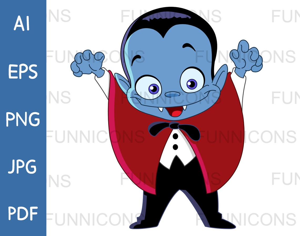 Halloween Clipart Cartoon of a Happy Boy Kid in a Dracula - Etsy