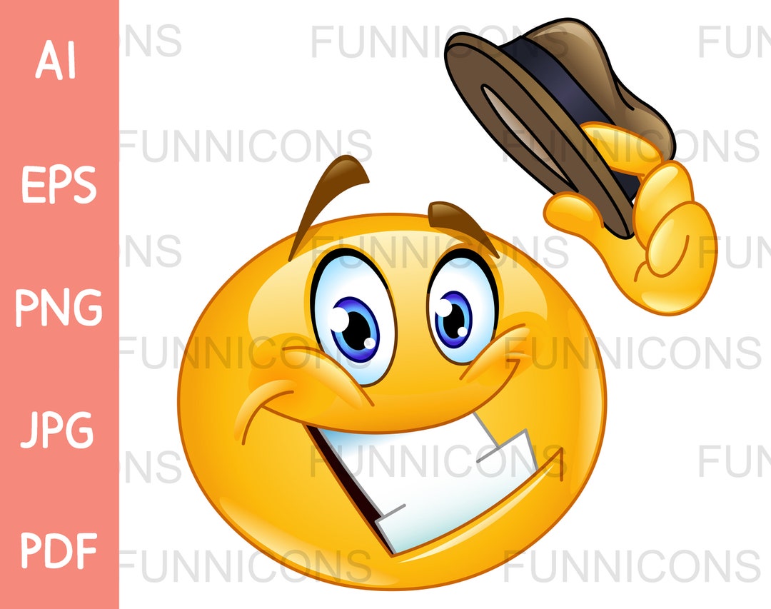 Clipart Cartoon of a Smiling Emoticon Tipping His Hat, Ai Eps Png Jpg ...