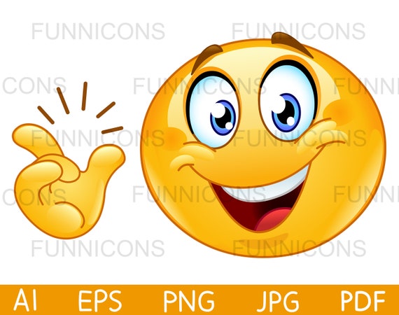Clipart cartoon of emoji emoticon snapping his fingers | Etsy