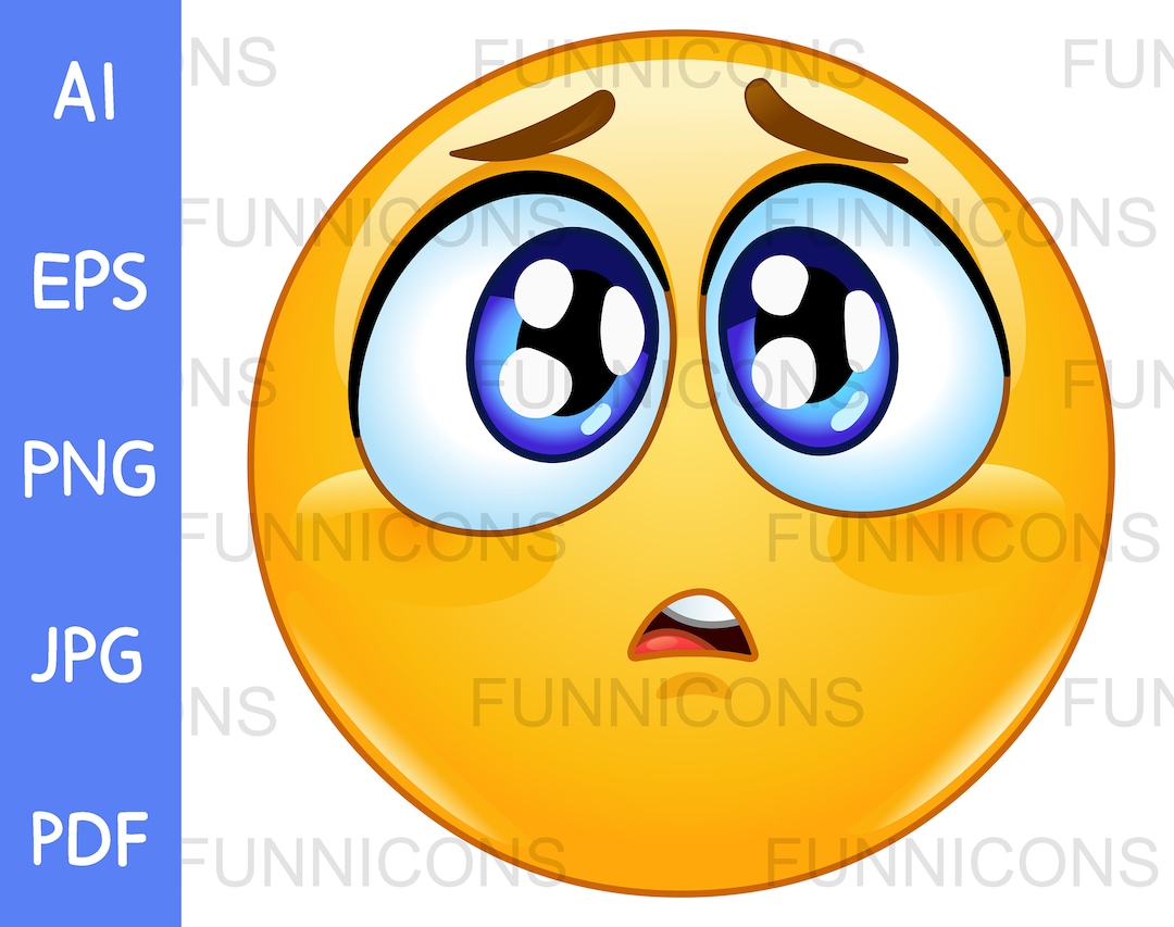 Clipart Cartoon einer sorgen Emoticon, traurig und besorgt, ai eps png ...
