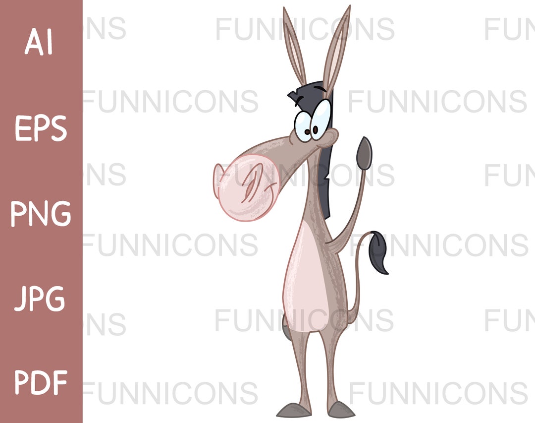 Clipart Cartoon of a Smiling Donkey Waving With His Hand, Animal ...