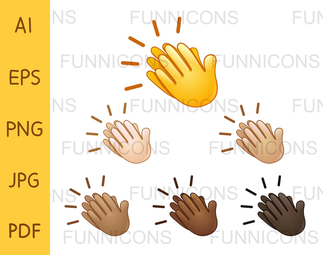 Clipart Bundle Clapping Hands Sign Emoticon. Vector Set, Ai Eps and Png ...