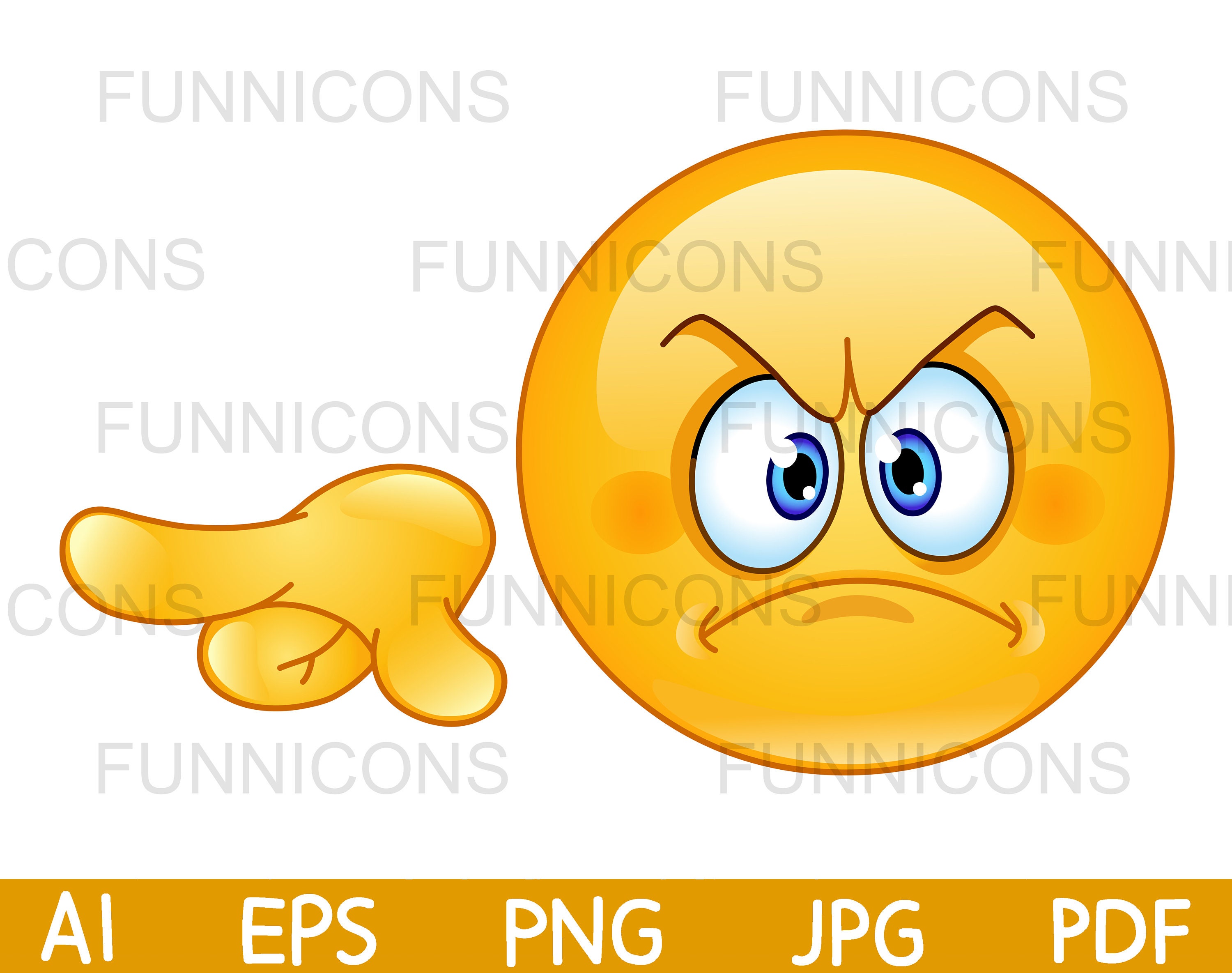 Clipart Cartoon of an Angry Emoticon Pointing Out or Away, Ai Eps Png ...