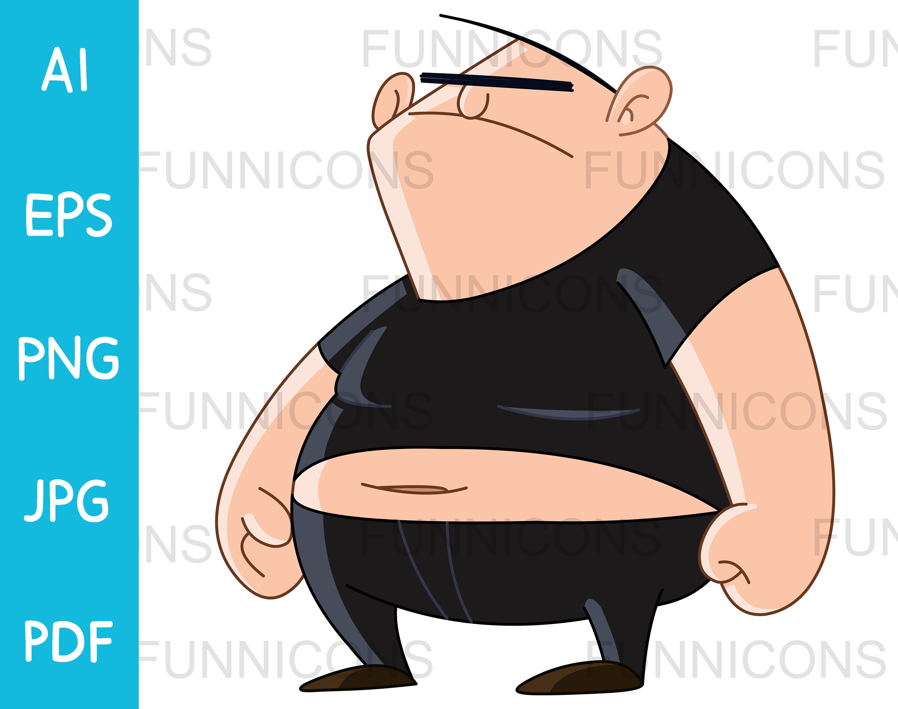 Clipart Cartoon of a Bully Man Thug Gang Member With a | Etsy