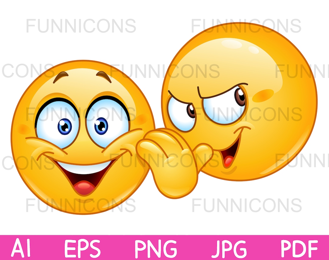 Clipart Cartoon of an Emoticon Gossiping and Telling Secrets to His ...