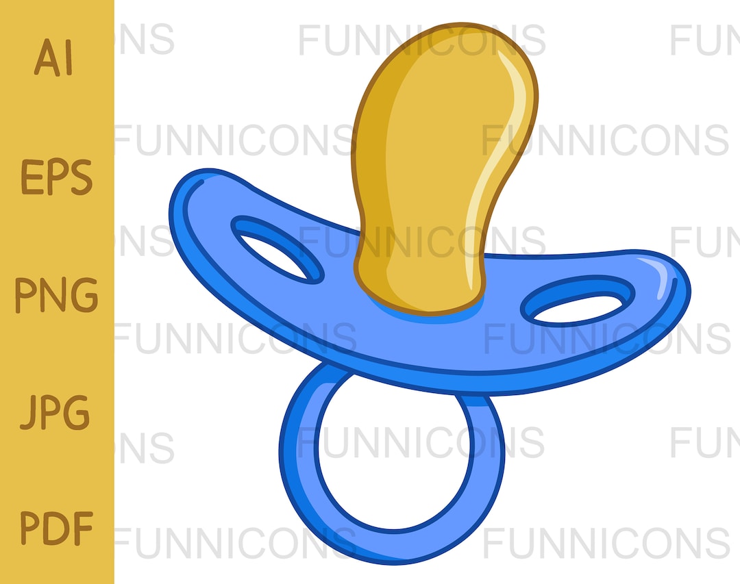Clipart Cartoon of a Blue Baby Boy Pacifier Dummy, Ai Eps Png Jpg and ...