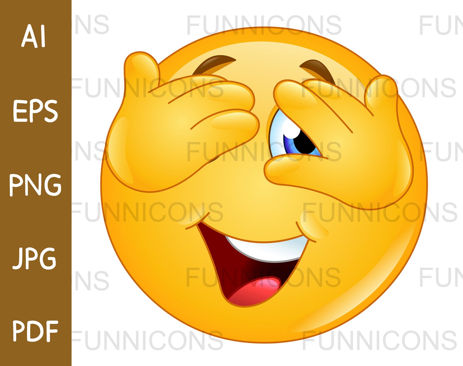 Clipart Cartoon of a Happy Emoticon Covering Eyes and Peeking, Waiting ...