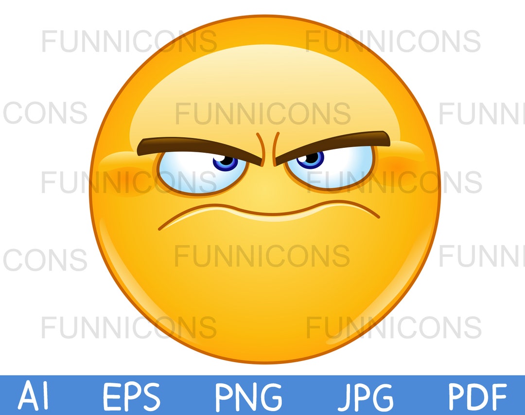 Clipart Cartoon of a Grumpy Angry Emoticon, Ai Eps Png Jpg and Pdf ...