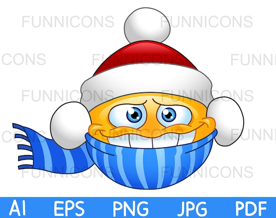 Winter Christmas Clipart Cartoon of a Cold Emoji Emoticon | Etsy