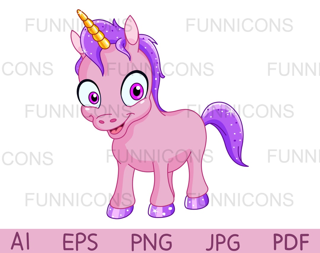 Clipart of a Smiling Unicorn, Vector Illustration, Ai Eps Png Pdf and ...