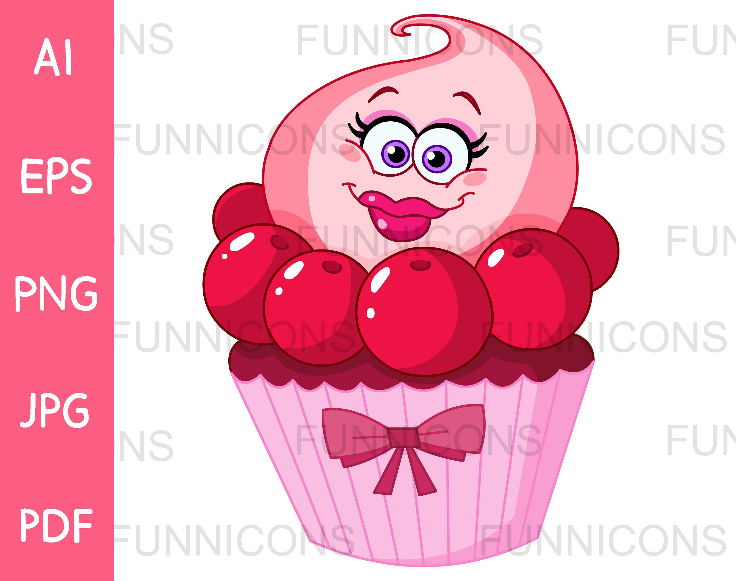Cute Cupcake Clipart With Faces