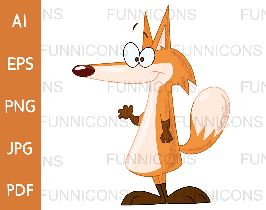Clipart Cartoon of a Smiling Fox Waving With His Hand, Animal ...