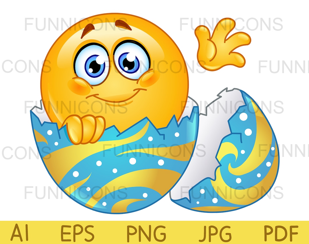 Easter Clipart Cartoon of a Happy Emoticon Hatching From an Easter Egg ...