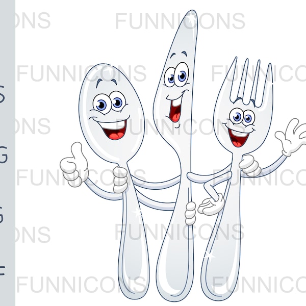Cartoon Silverware - Etsy