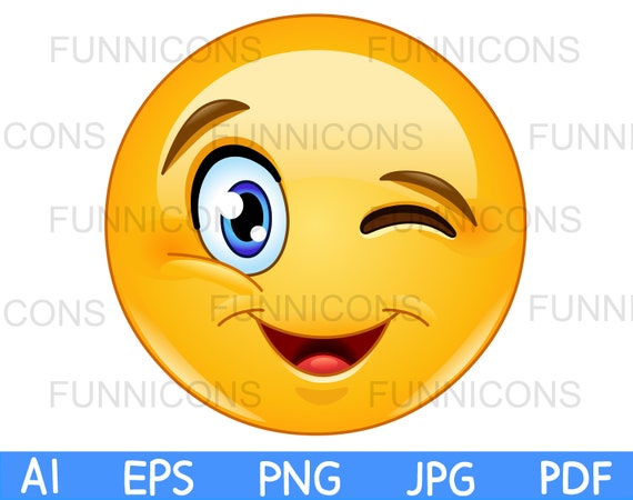 Winking Animated Smiley Face With Hearts Clipart