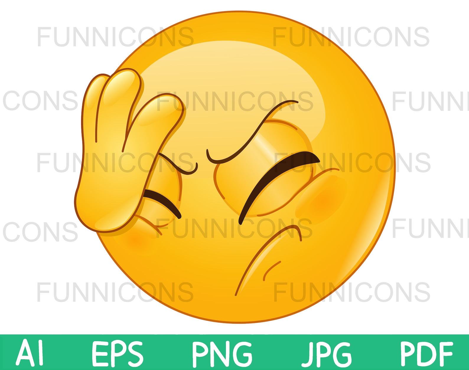 Clipart Cartoon eines Emoticon Facepalm Platzierung Hand auf Kopf, Face ...