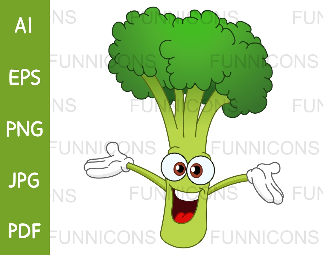 Clipart Cartoon of a Happy Broccoli Character, Vegetable Illustration ...