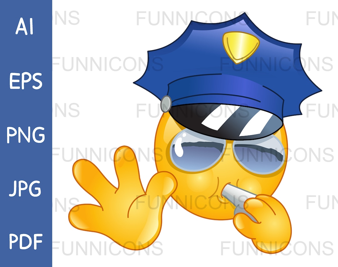 Clipart Cartoon of Policeman Police Emoticon Blowing a Whistle and Stop ...