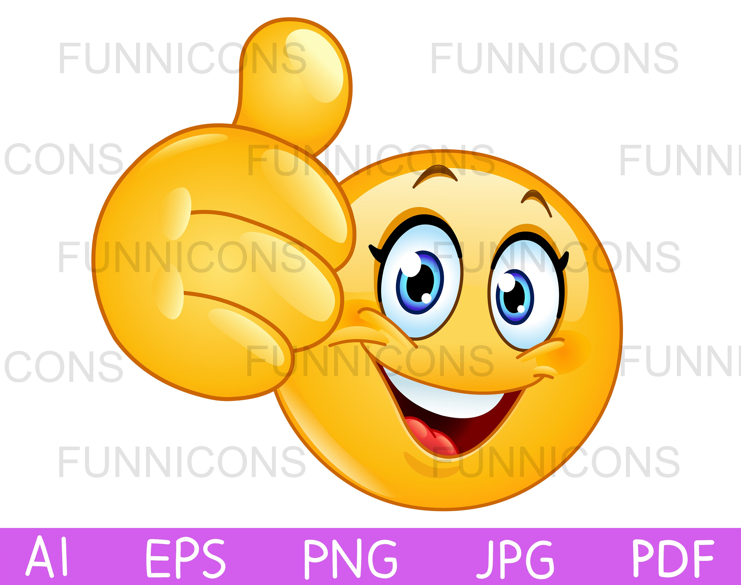 Happy female emoji showing thumb up like clipart Vector | Etsy