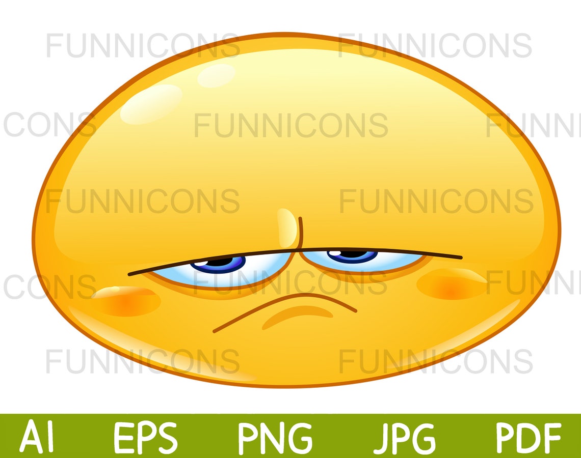 Clipart Cartoon of Grumpy Upset Sad Squashed Emoji - Etsy