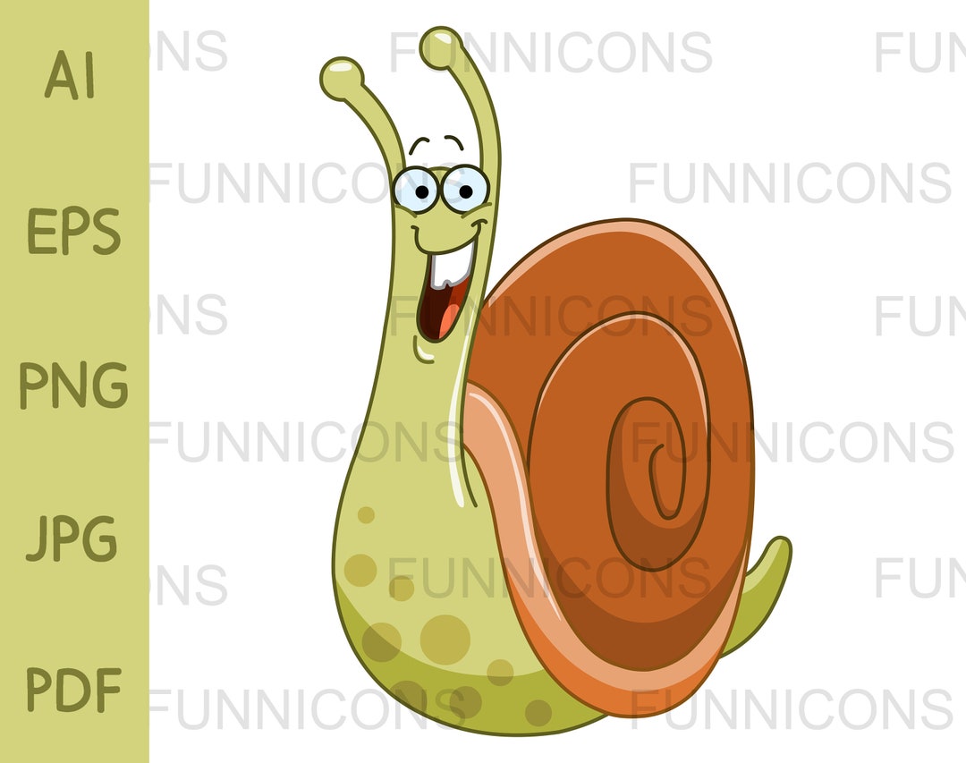 Clipart Cartoon of a Happy Snail, Ai Eps Png Jpg and Pdf Files Included ...