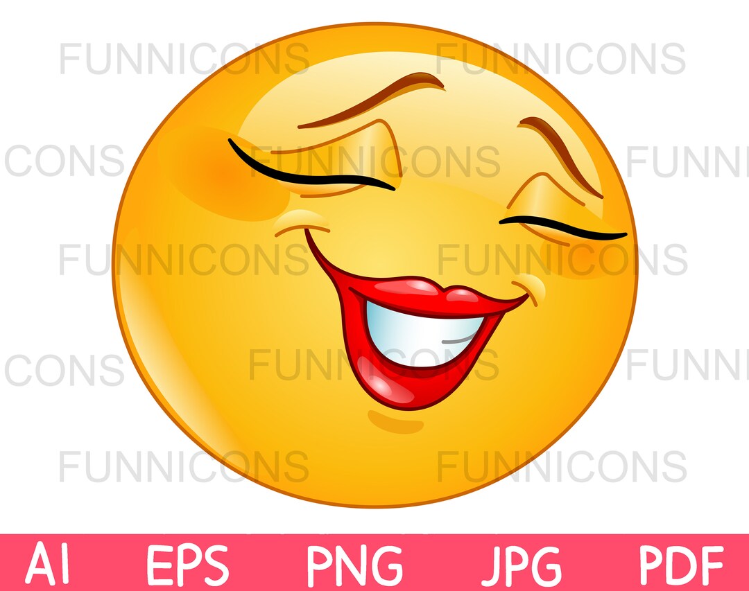 Clipart Cartoon of a Shy Female Emoticon Smiling With Closed Eyes, Ai ...
