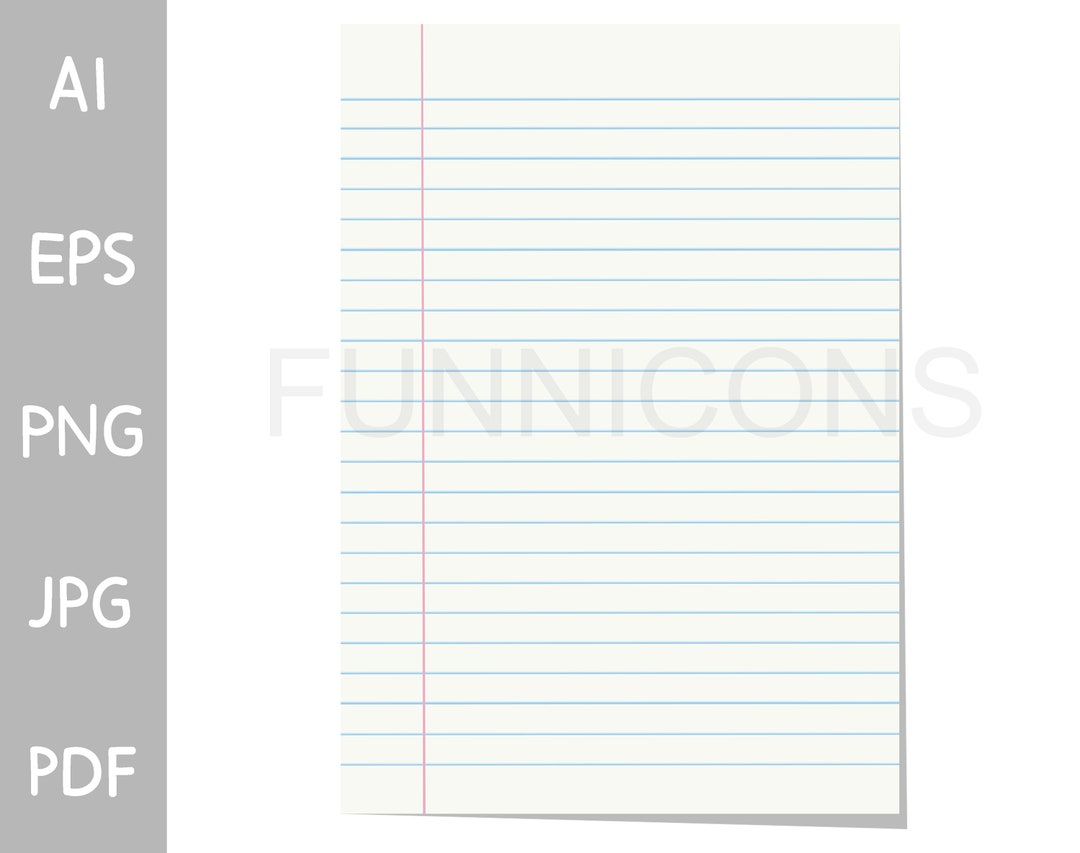 Back to School Digital Vector Ruled Notebook Paper, Ai Eps Png Pdf and ...