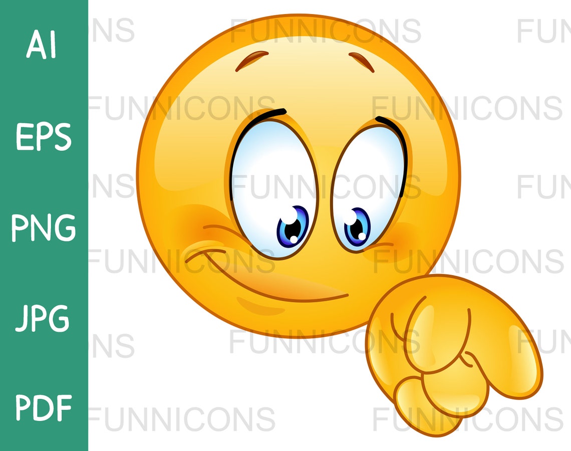 Clipart Cartoon of a Smiling Emoticon Pointing Down With His Finger, Ai ...