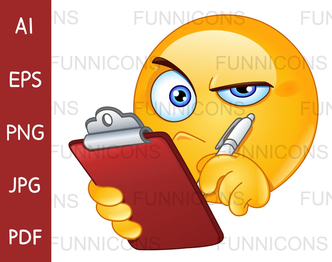 Clipart Cartoon of an Emoticon Checking off an Inspection List, Ai Eps ...