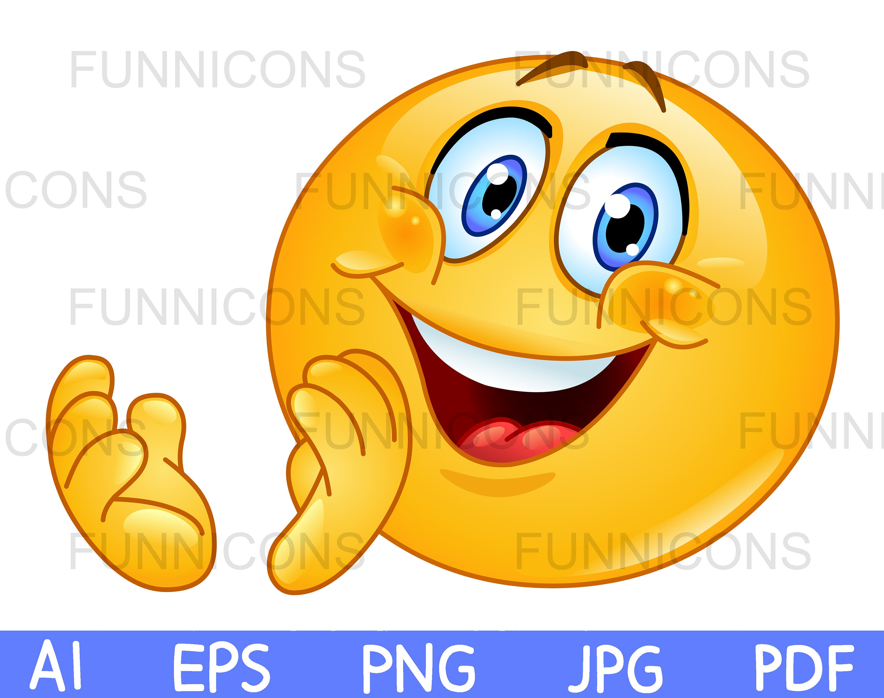 Clipart Cartoon of a Happy Emoticon Clapping, Applauding and Smiling ...