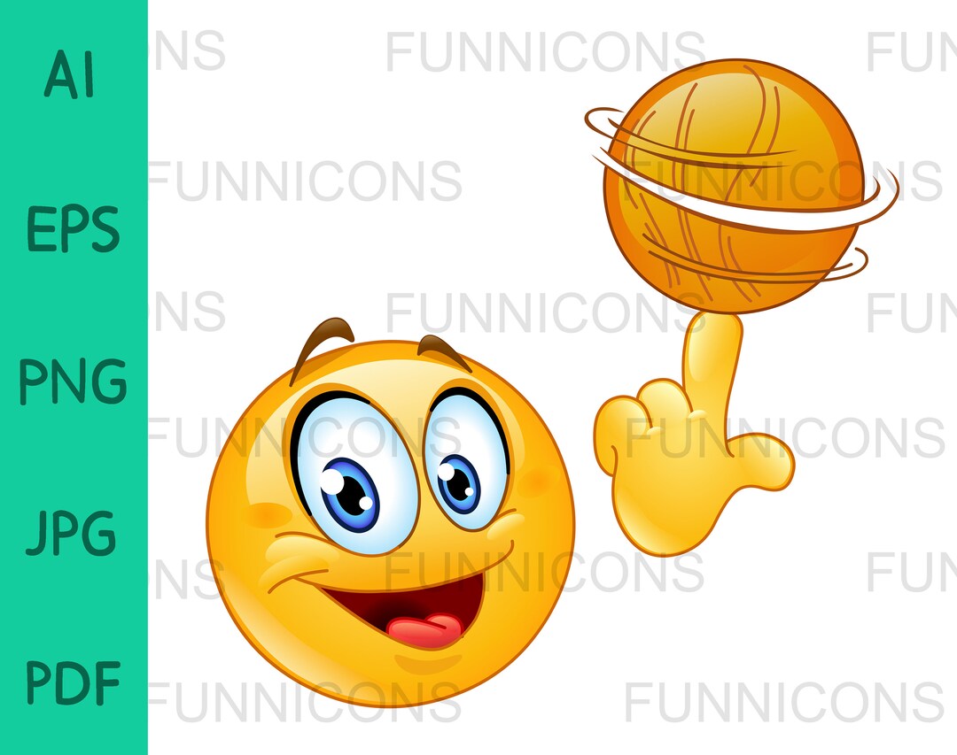 Clipart Cartoon of an Emoticon Spinning a Basketball Ball on His Finger ...