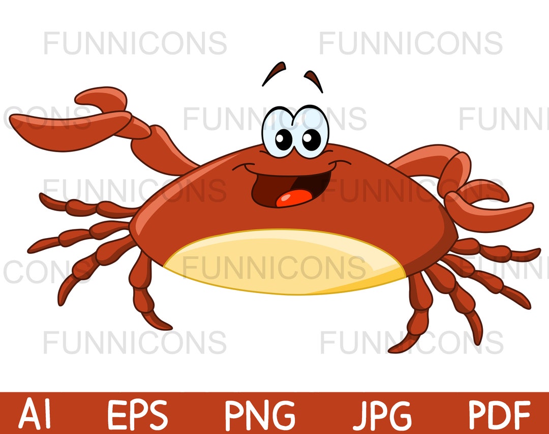Clipart Cartoon of a Happy Red Crab Presenting With His Claw, Animal ...