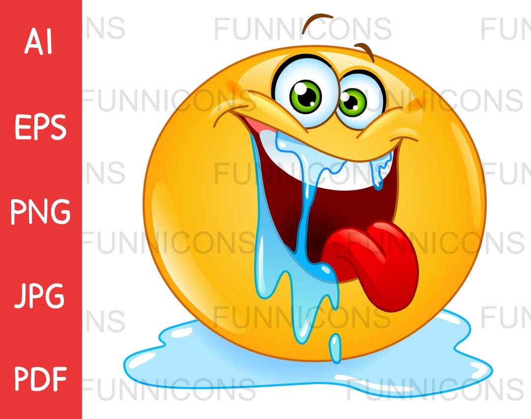 Clipart Cartoon of a Happy Drooling Emoticon, Ai Eps Png Jpg and Pdf Files Included, Digital ...