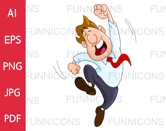 Happy Cartoon Man Jumping
