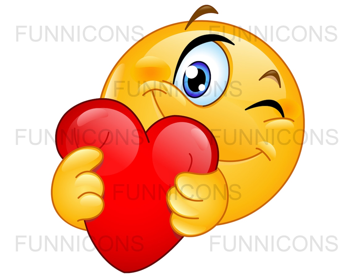 Emoji hugging heart vector clipart illustration ai eps png | Etsy