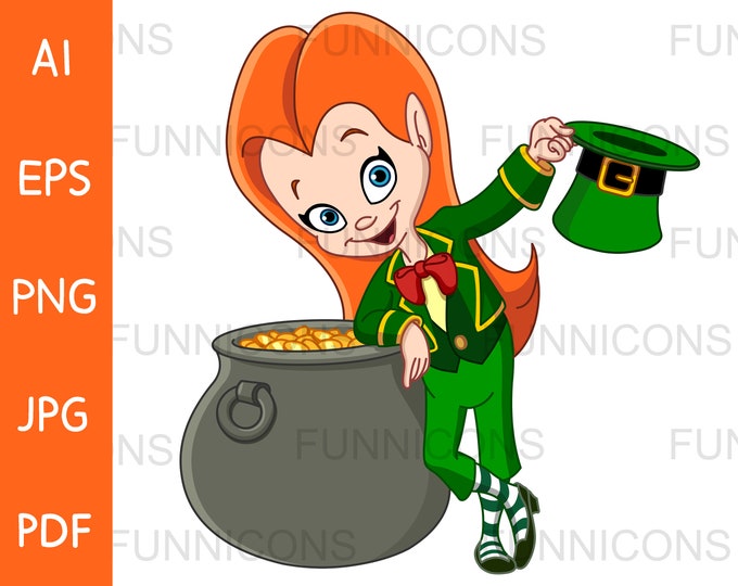 St. Patrick’s Day Clipart Illustration of a Green Leprechaun Buckle Hat ...