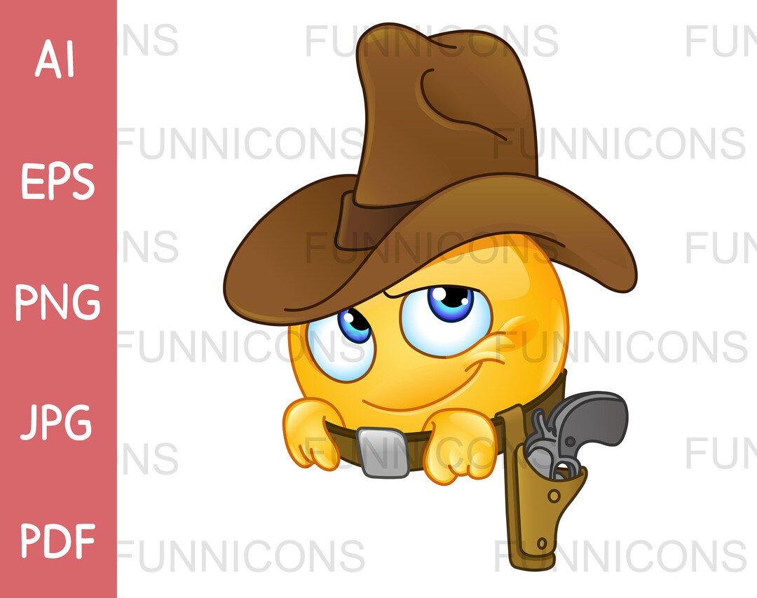 Clipart Cartoon of a Smiling Emoticon Cowboy, Ai Eps Png Jpg and Pdf ...