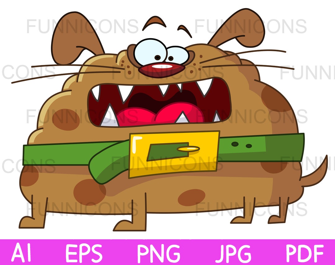 Clipart Cartoon of a Funny Round Fat Dog Barking, Animal Illustration ...